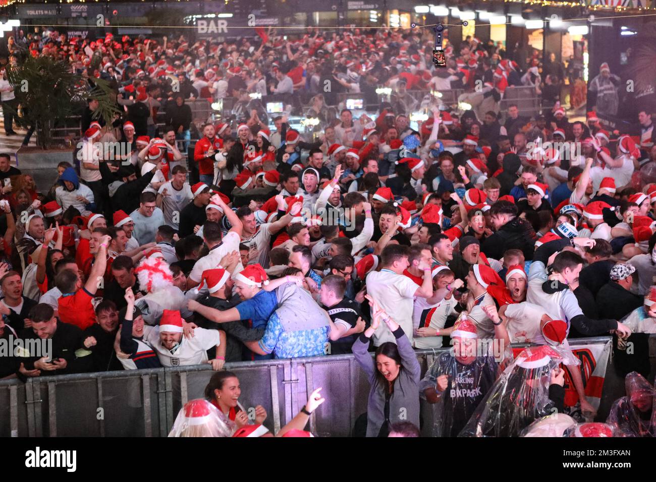 England football fans at Boxpark Wembley tonight for the World Cup ...