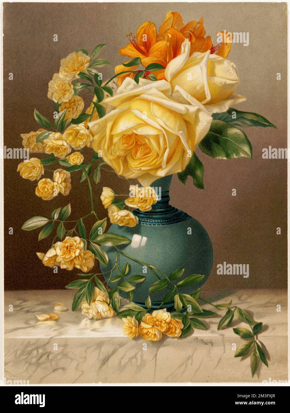 Marchal niel roses , Roses, Vases. Louis Prang & Company Collection ...