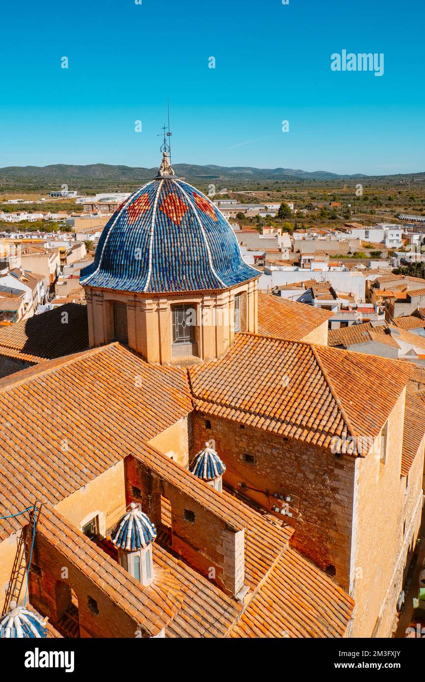 a birds eye view of the roof of the San Juan Bautista Church in Alcala ...