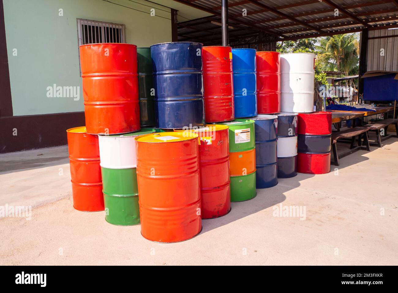 200 liter fuel tanks, including all color tanks Stock Photo - Alamy