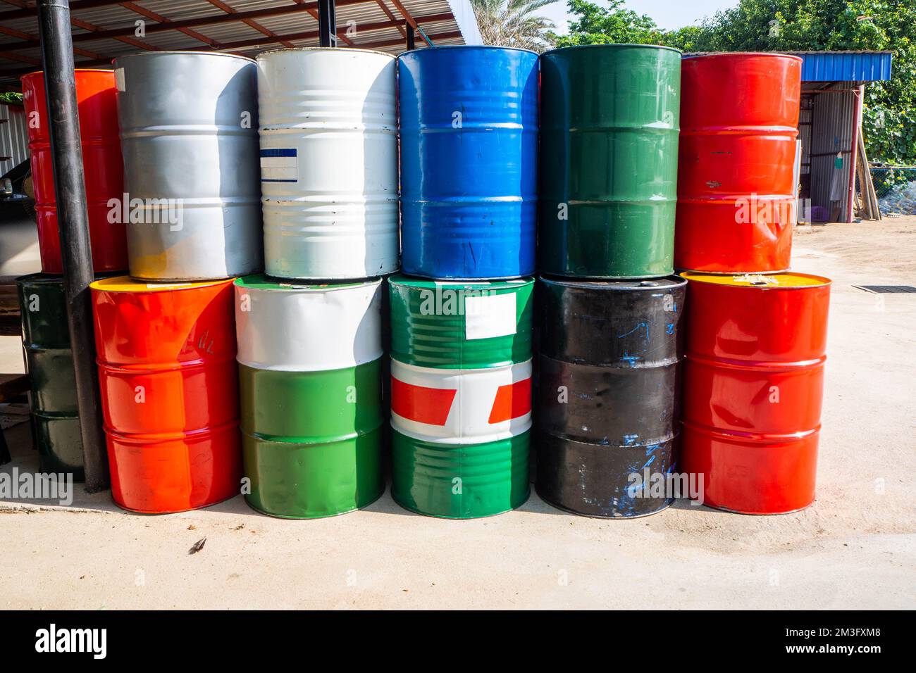200 liter fuel tanks, including all color tanks Stock Photo - Alamy
