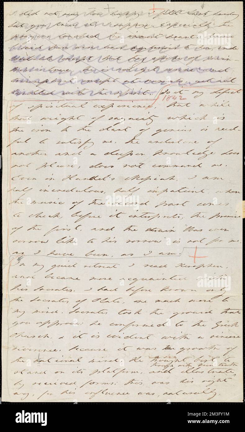 Margaret Fuller autograph letter (incomplete) to William Henry Channing ...