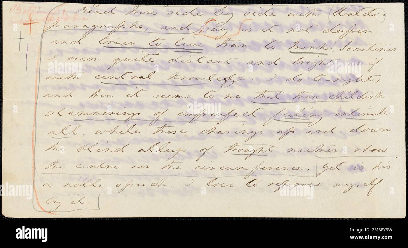 Margaret Fuller autograph letter to W. H. Channing, 25 March 184 Stock ...