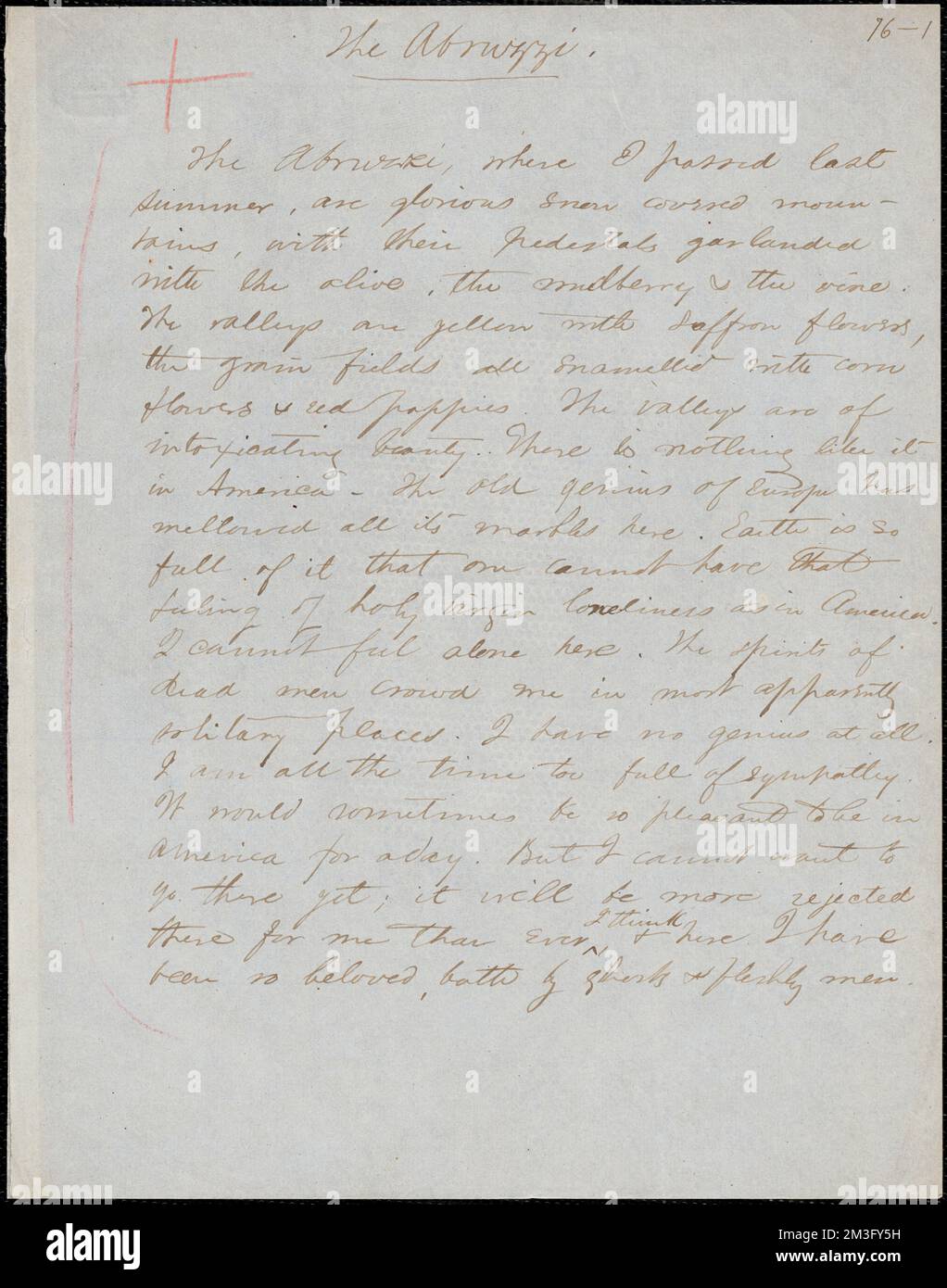 Margaret Fuller autograph manuscript, Autumn, 1849 Stock Photo - Alamy