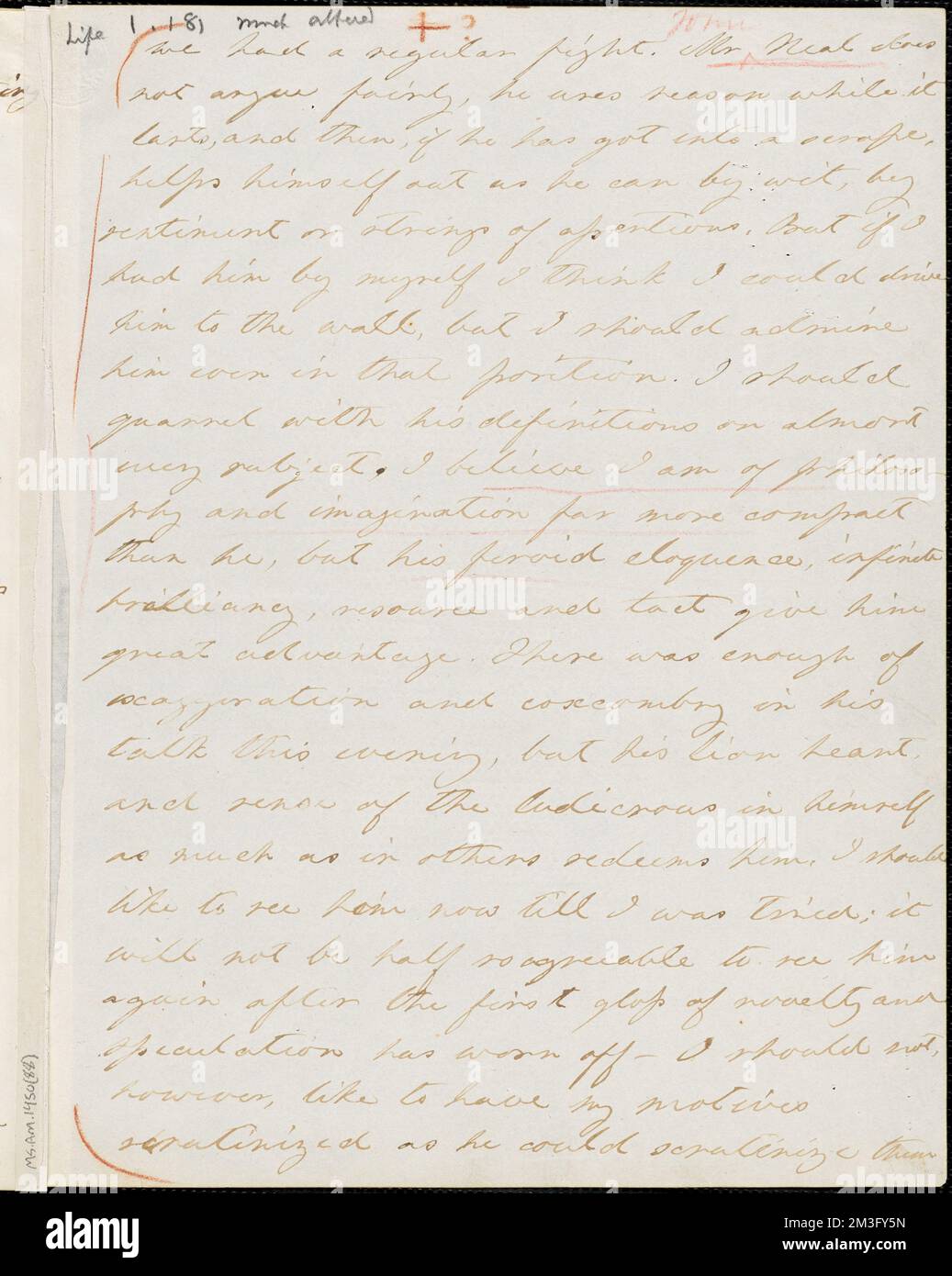 Margaret Fuller autograph manuscript (incomplete), October 1837 , Neal ...