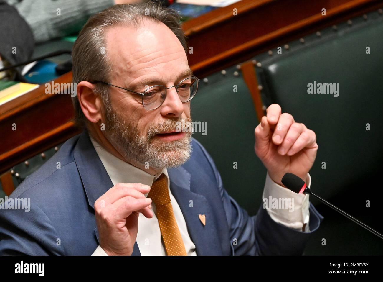 Brussels, Belgium, 15 December 2022. N-VA's Peter De Roover pictured ...