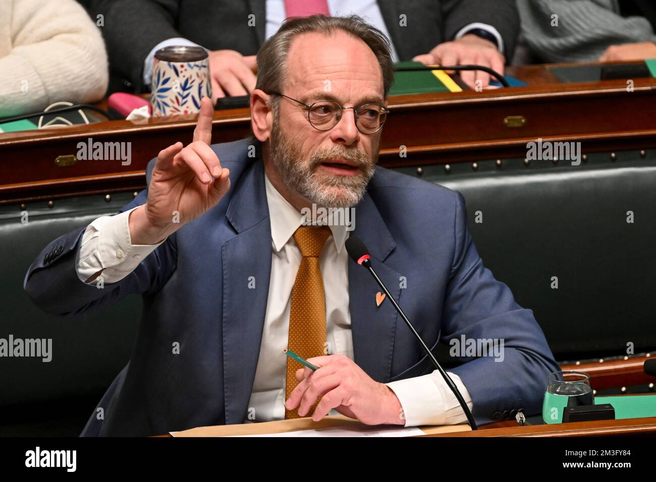 Brussels, Belgium, 15 December 2022. N-VA's Peter De Roover pictured ...