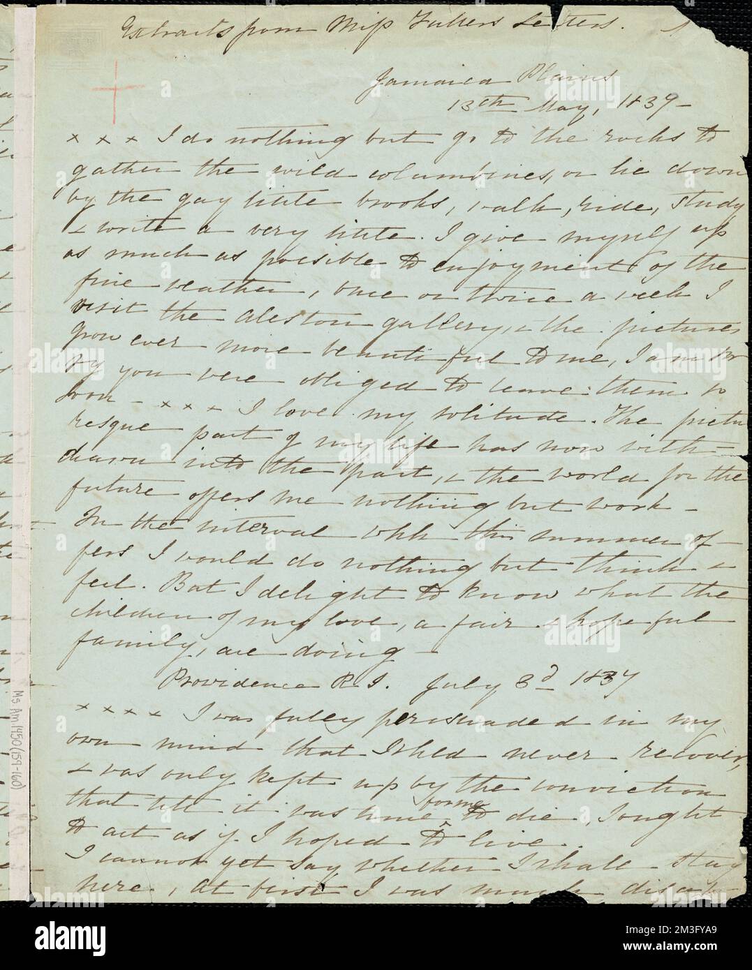 Margaret Fuller manuscript letter (copy) letter, Providence, 3 July ...