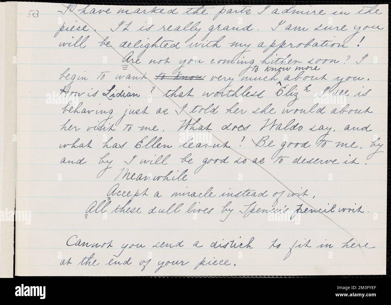 Margaret Fuller manuscript letter (incomplete copy) to Ralph Waldo ...