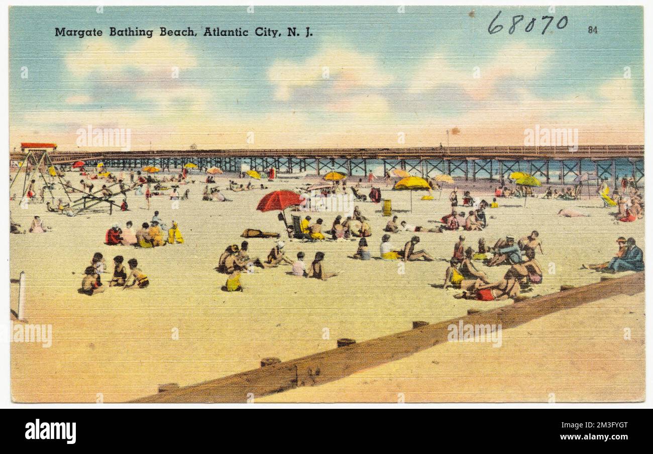 Margate Bathing Beach, Atlantic City, N. J. , Beaches, Piers & wharves ...