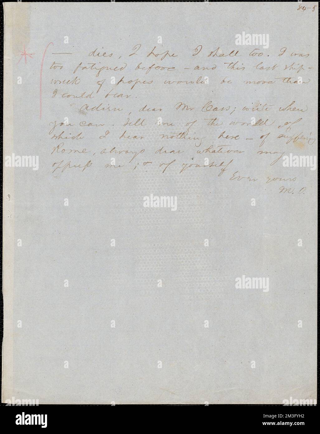 Margaret Fuller manuscript letter to Lewis Cass; last half page, April ...