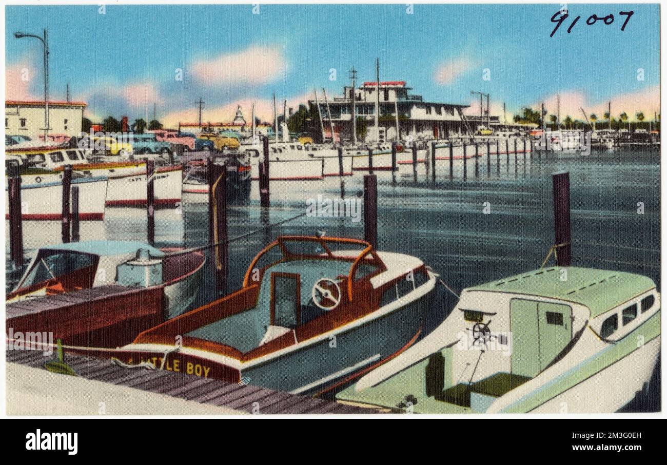 Marina, Clearwater Beach, Florida , Piers & wharves, Tichnor Brothers ...