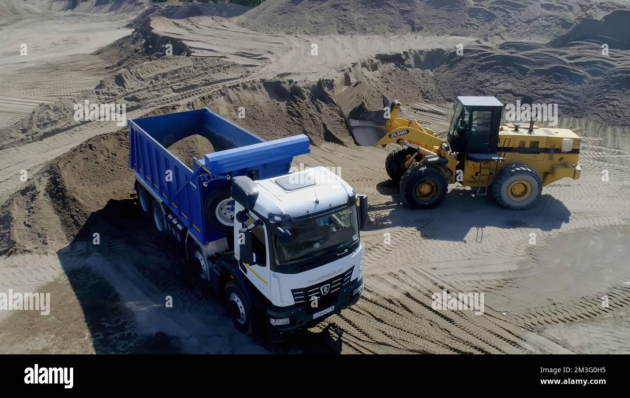 USA, Arkansas - June 28, 2022: Sand quarry, industrial extraction of ...