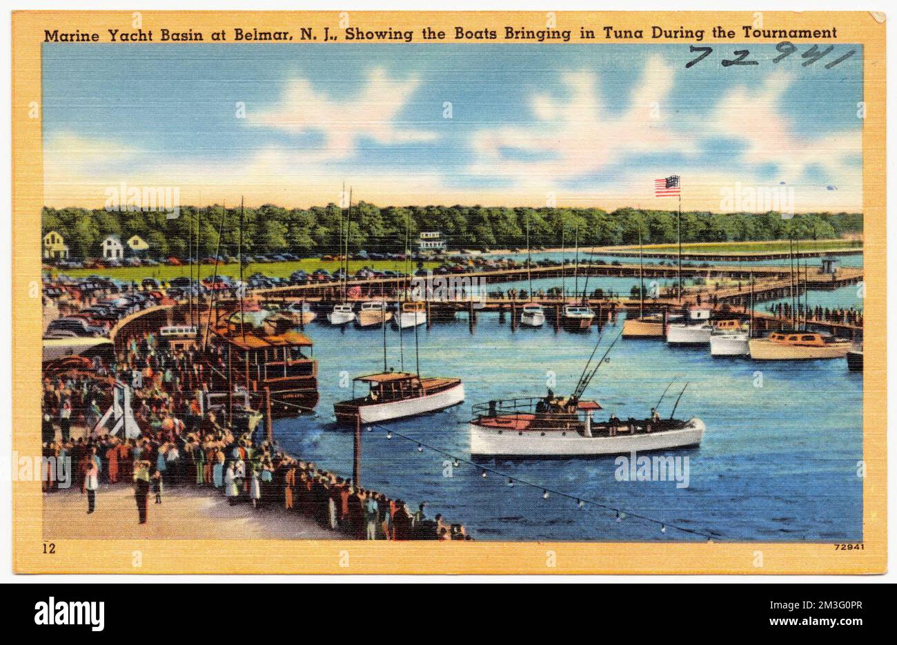 Marine Yacht basin at Belmar, N. J., showing the boats bringing in tuna ...