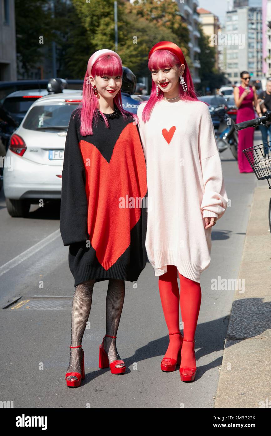 MILAN, ITALY - SEPTEMBER 23, 2022: Amiaya, Ami and Aya Suzuki before ...