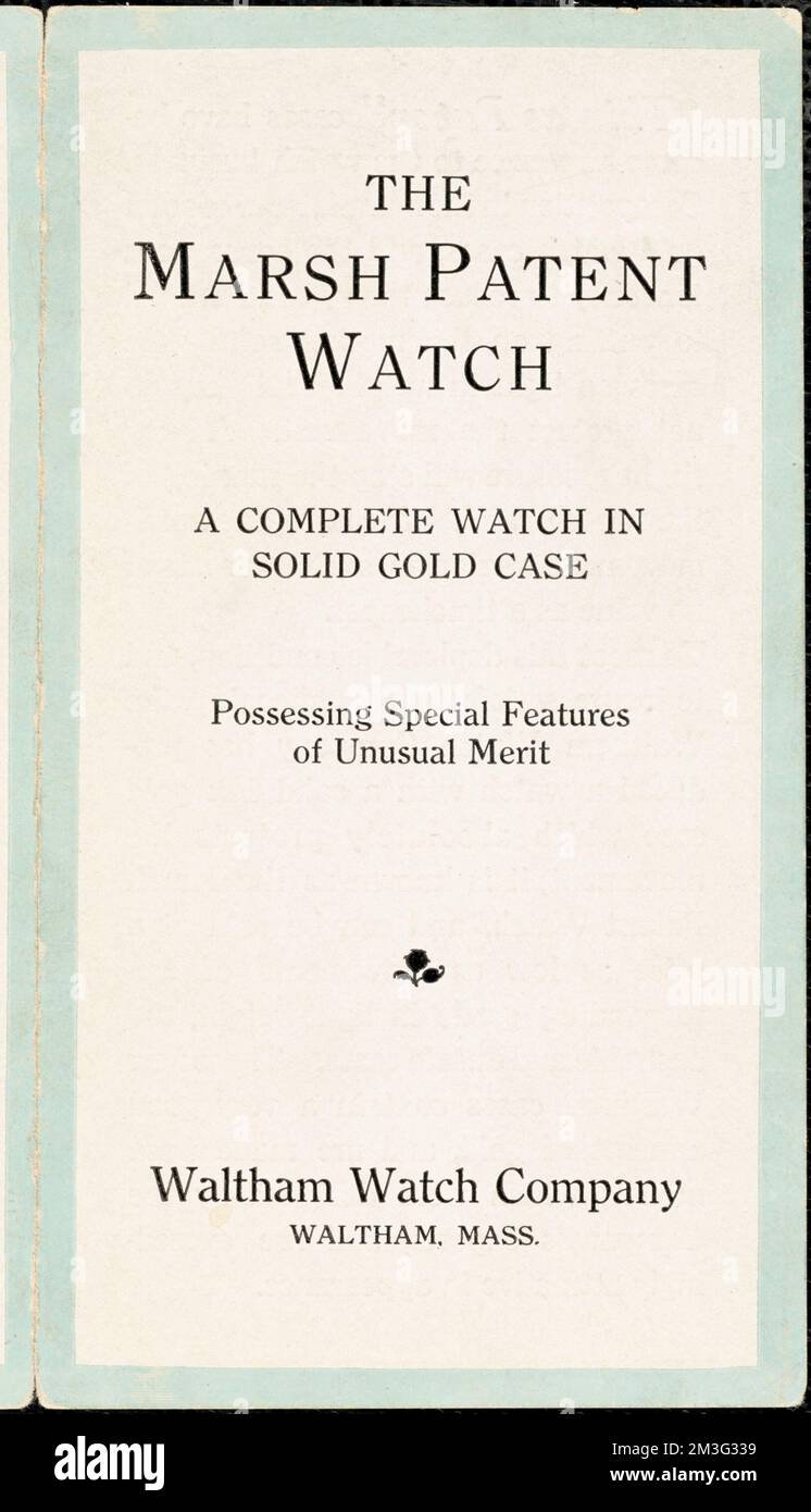 The Marsh Patent watch : a complete watch in solid gold case possessing ...