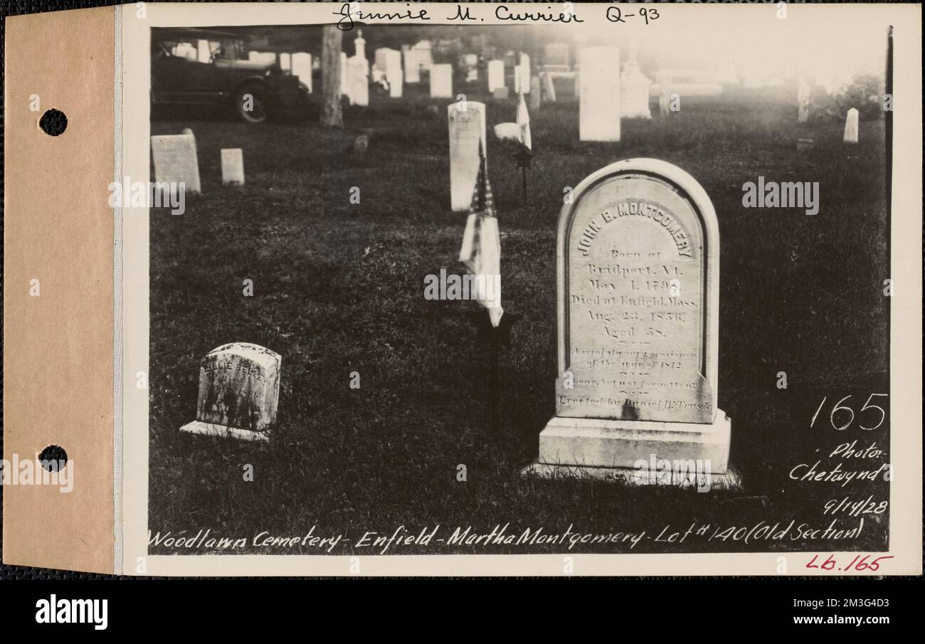 Martha Montgomery, Woodlawn Cemetery, old section, lot 140, Enfield ...
