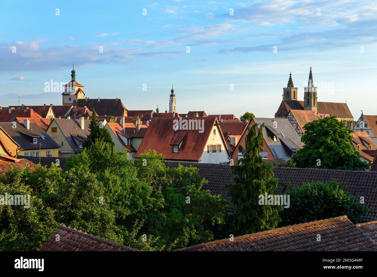 Town view with White Tower, Town Hall Tower, Protestant Church of St ...