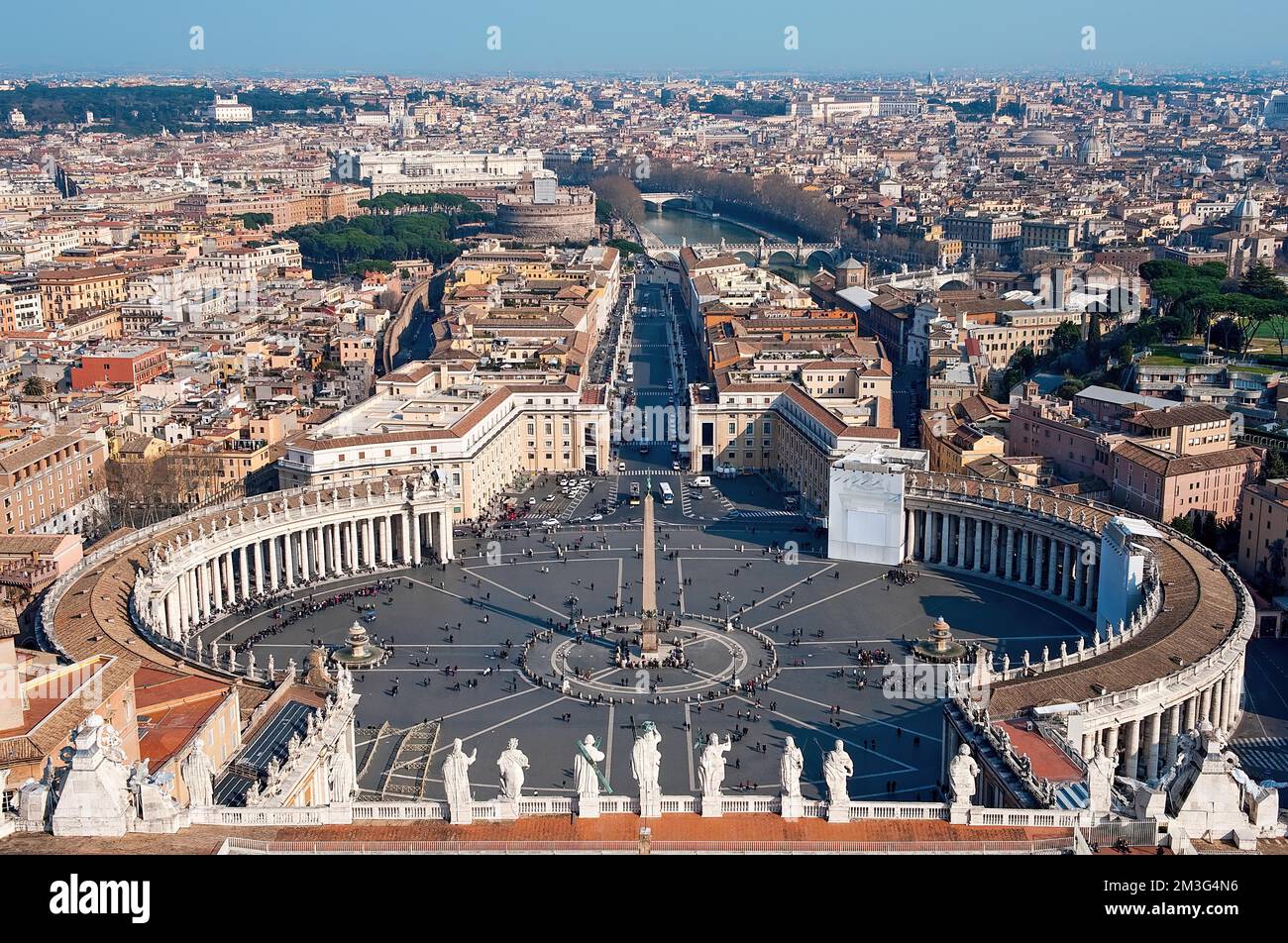View from dome of St. Peter's Basilica to St. Peter's Square in front ...