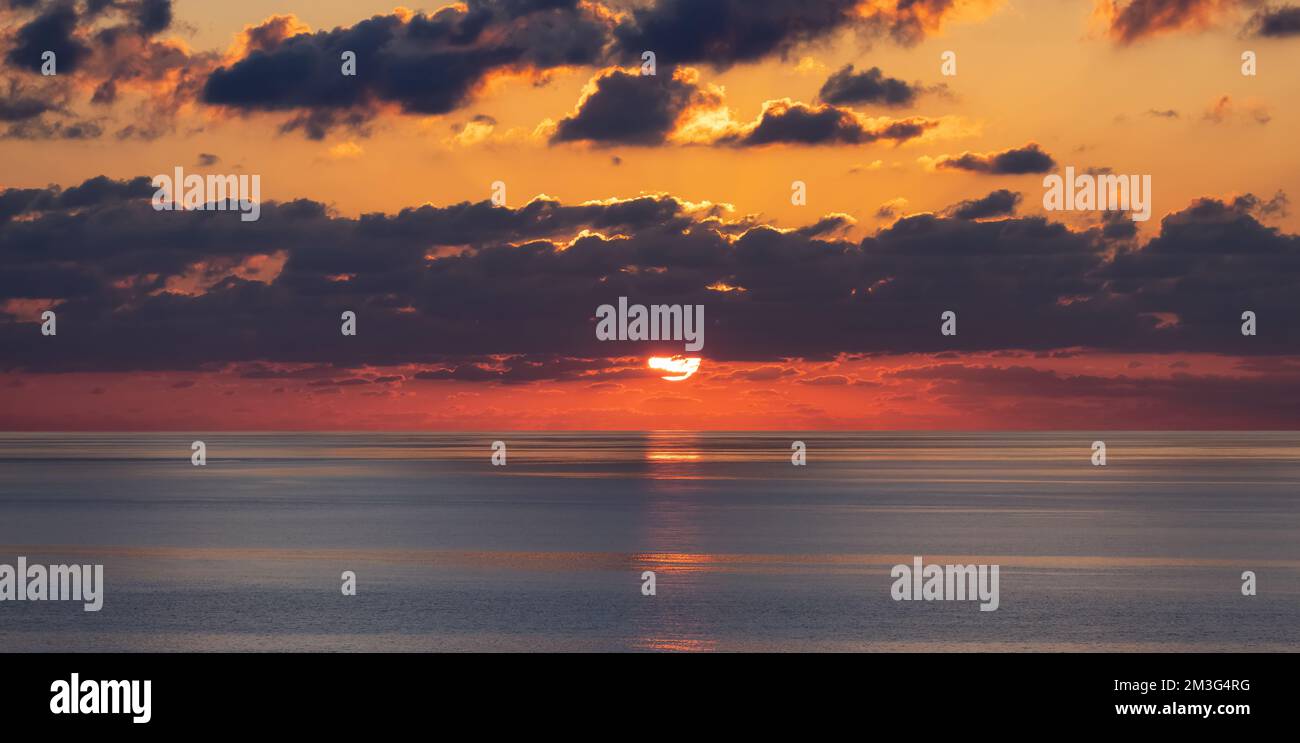 Dramatic Colorful Sunrise Sky. Mediterranean Sea. Abstract Red Sky ...