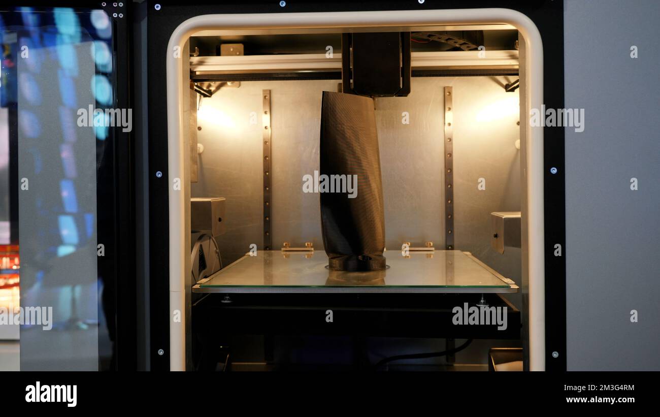 3d printer prints object close-up. Media. Automatic 3D printer machine ...