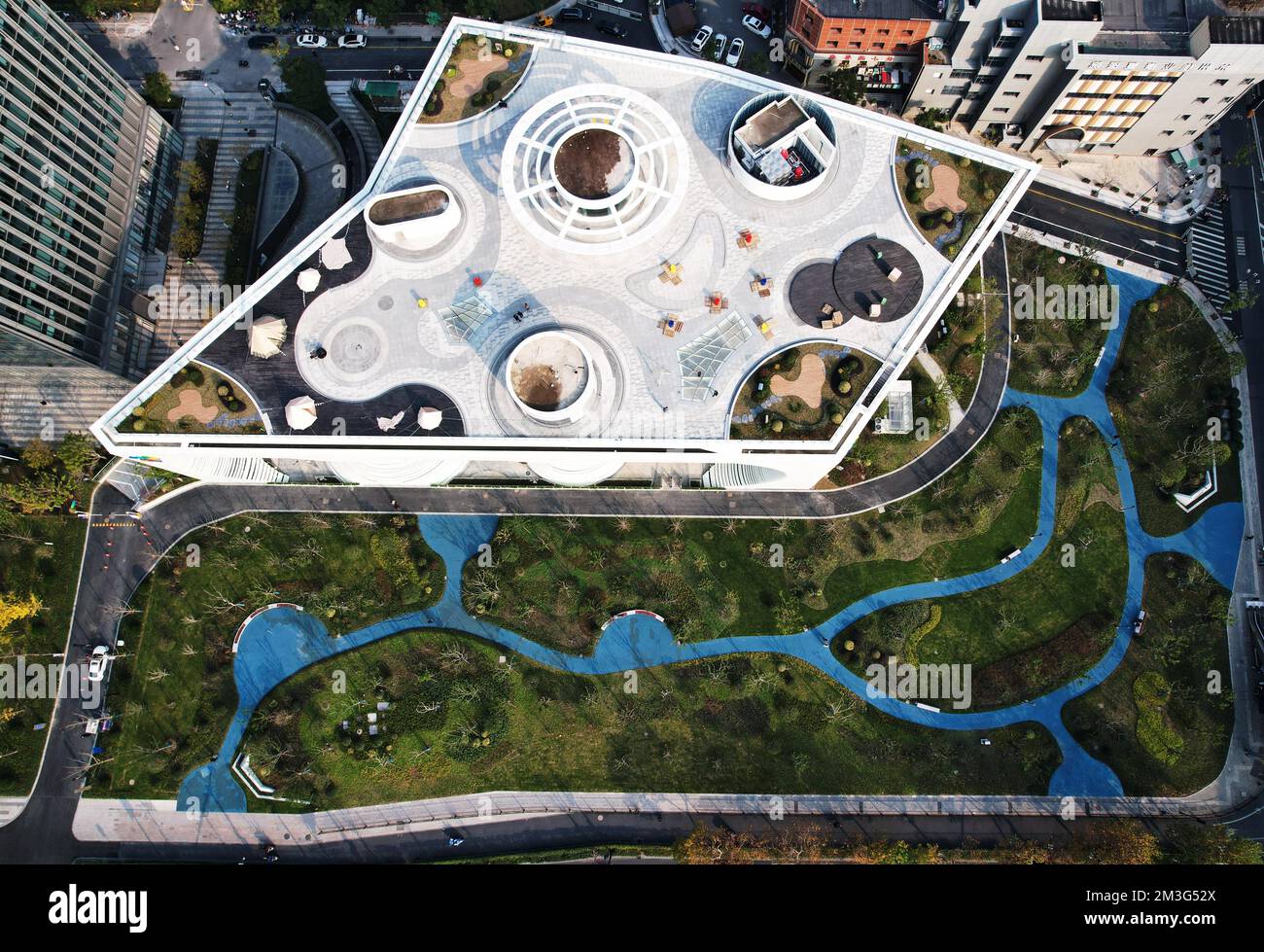 Aerial photo shows the "future parking lot", the Dragonfly Park in ...