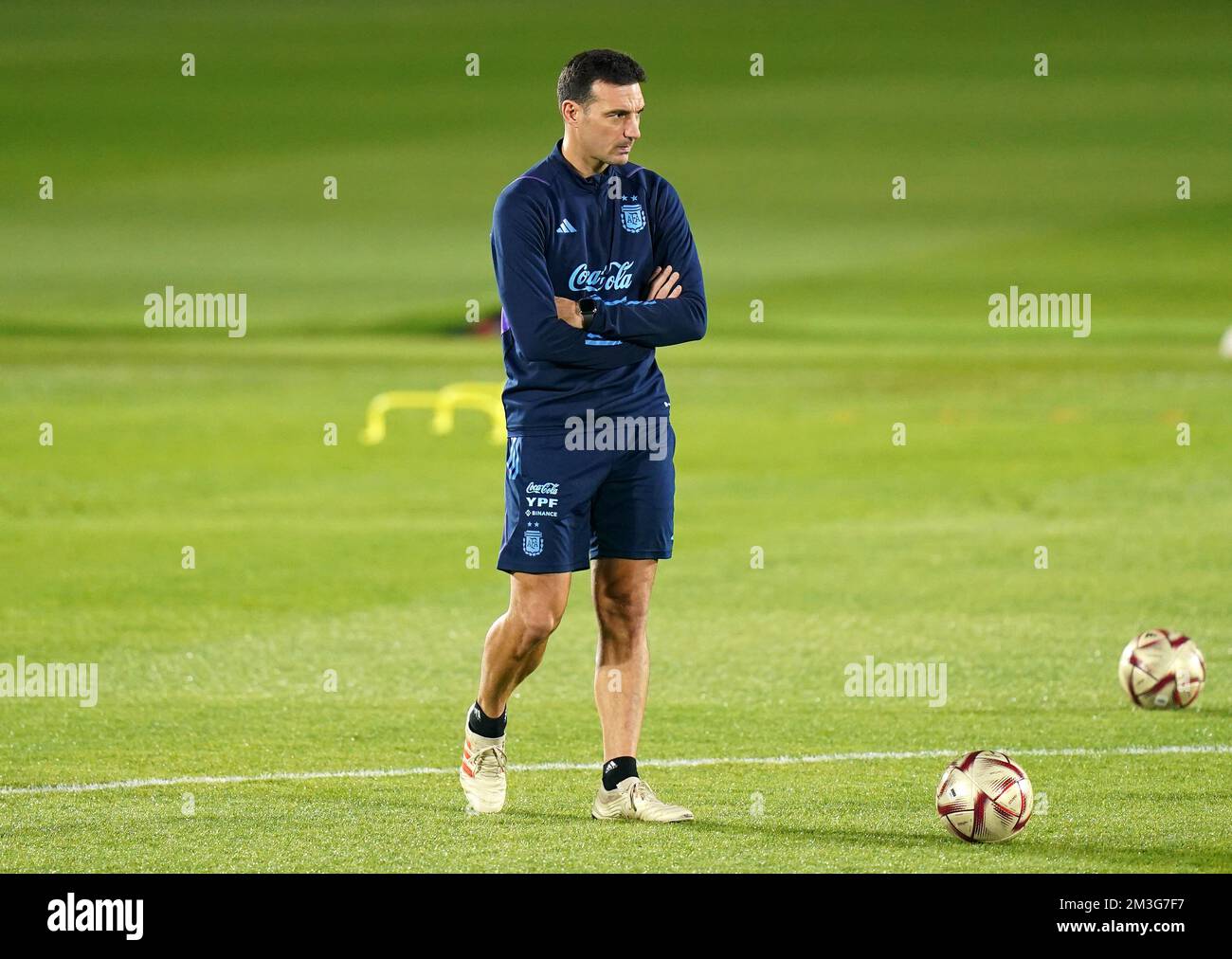 Argentina manager Lionel Scaloni during a training session at Qatar ...
