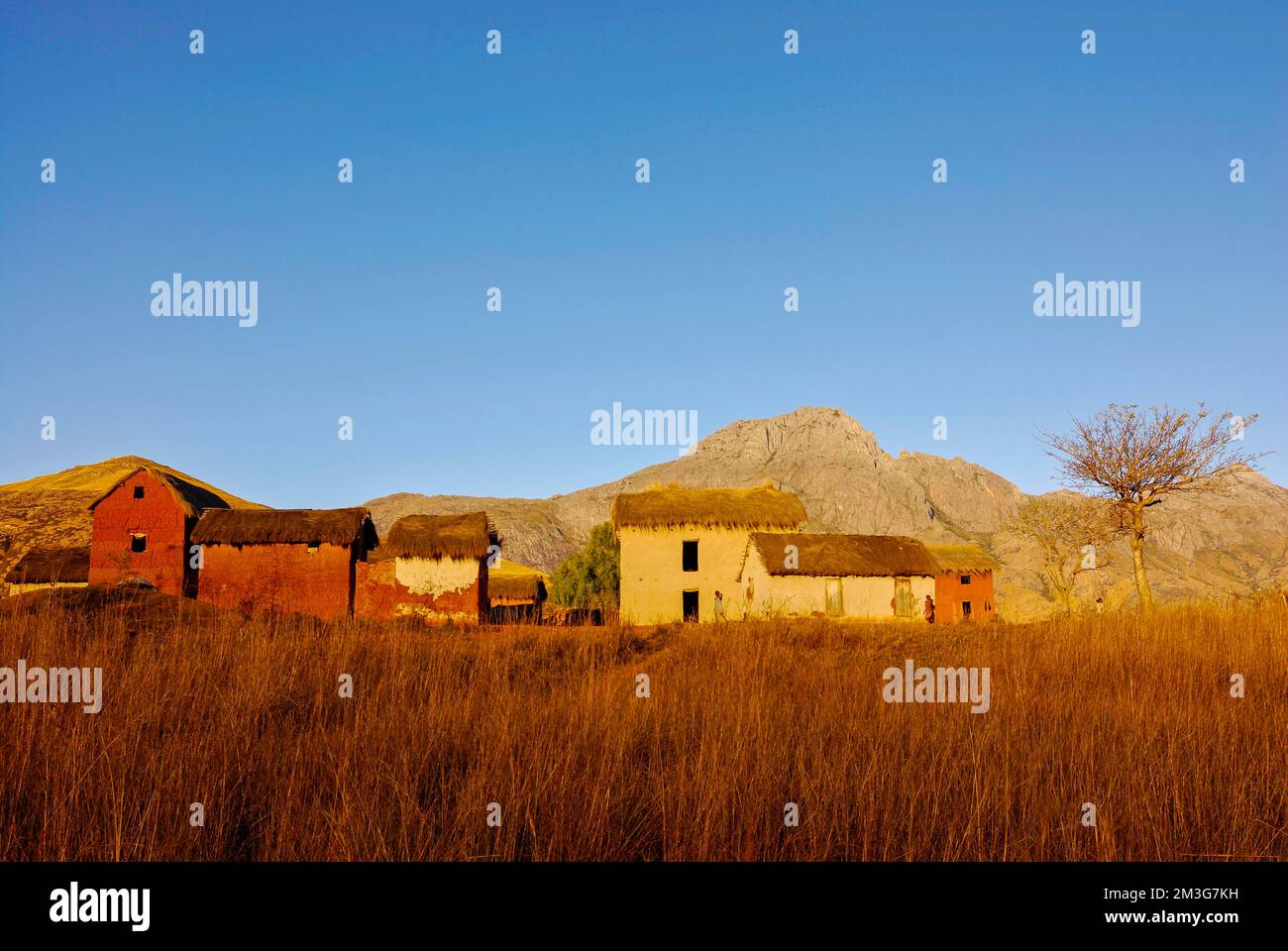 Traditional red stone houses, Andringitra National Park, Madagascar ...