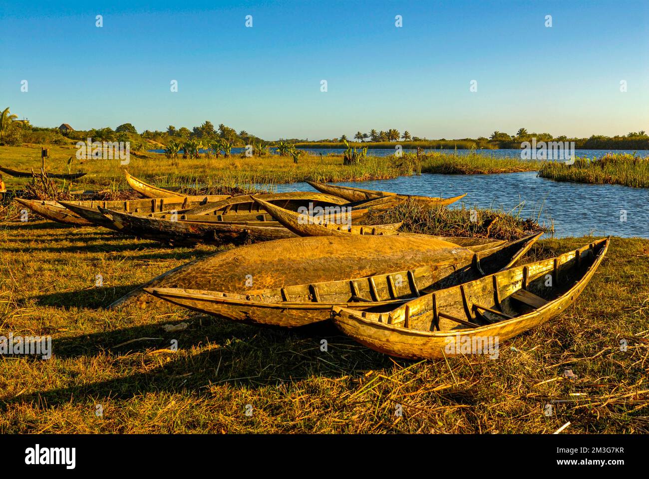 Canoes by the Manakara River, part of the Pangalanes Canal system ...