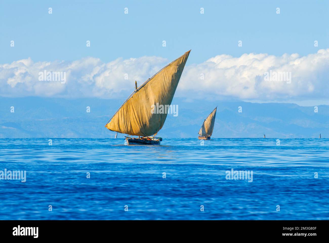 Traditional sailing boats, Island of Nosy Be, Madagascar, Indian Ocean ...