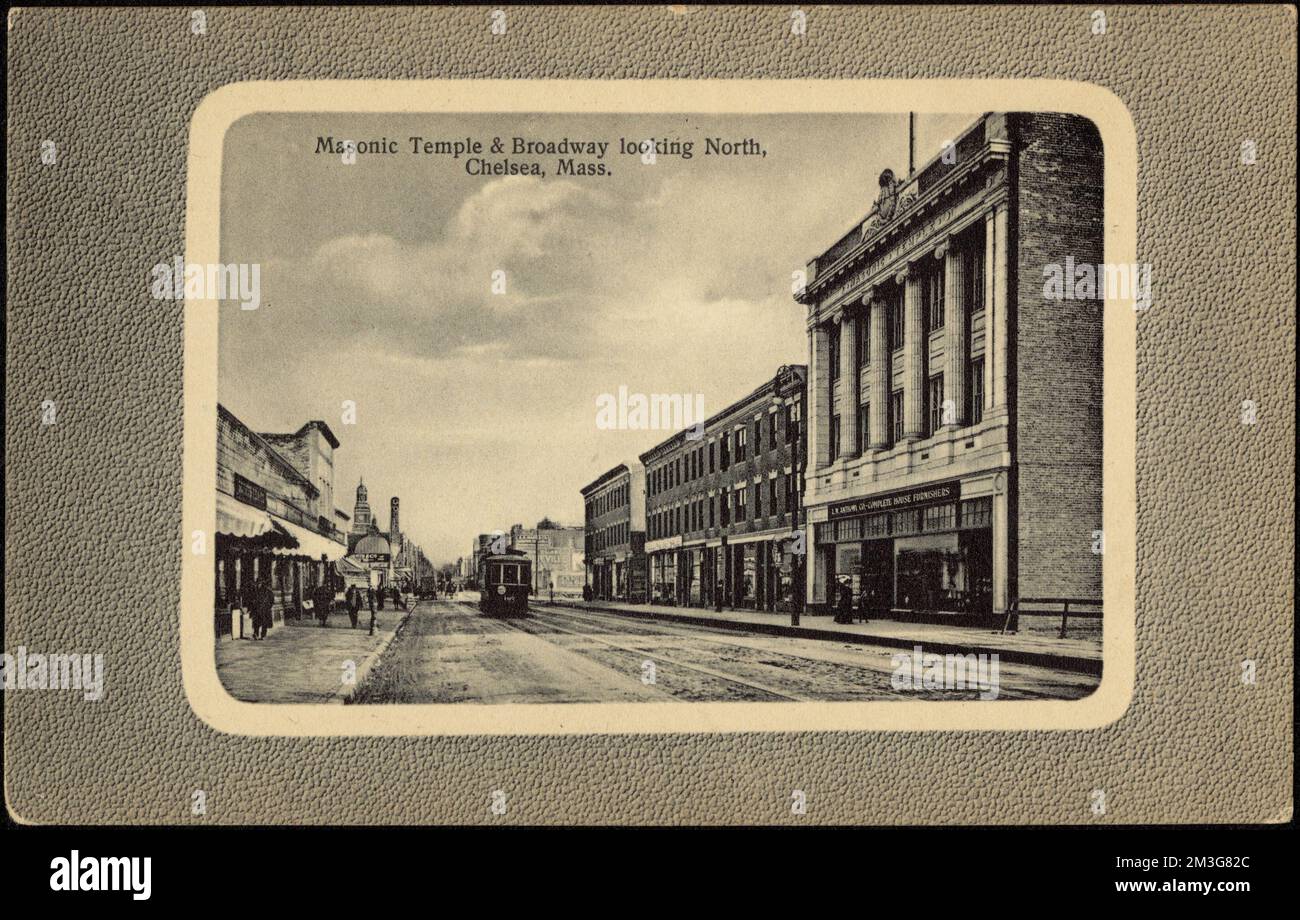 Masonic temple & Broadway looking north, Chelsea, Mass. , Streets ...