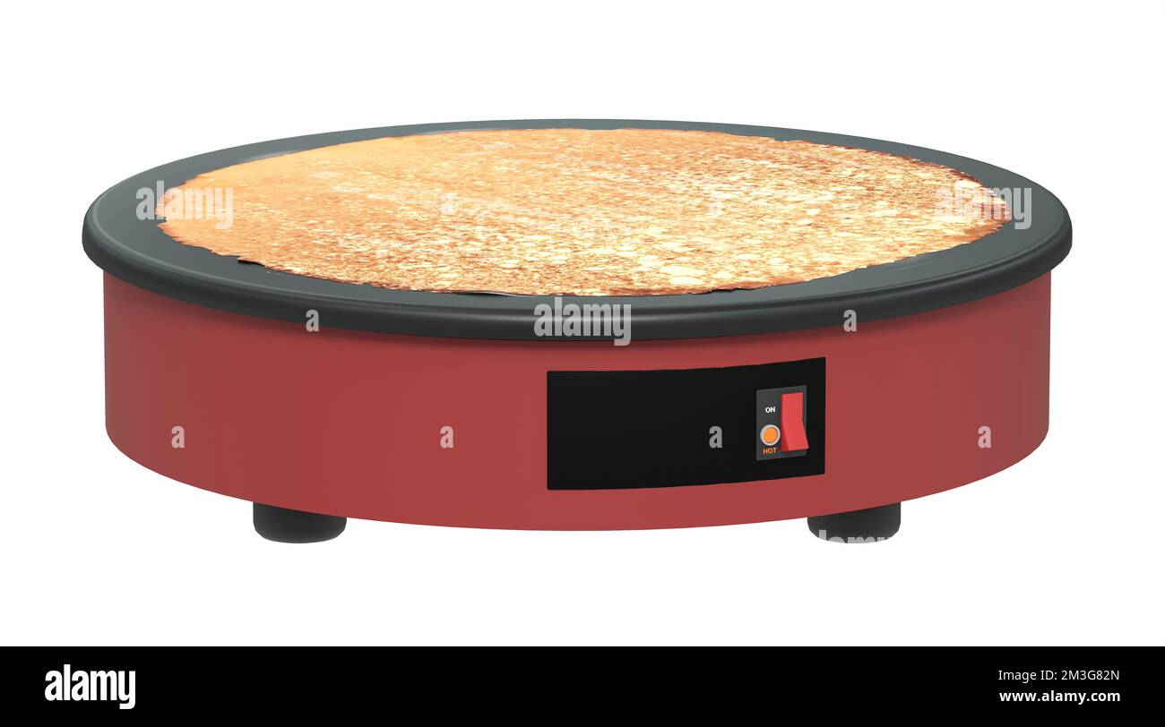 crepe maker machine with crepe on white background - 3D rendering Stock ...