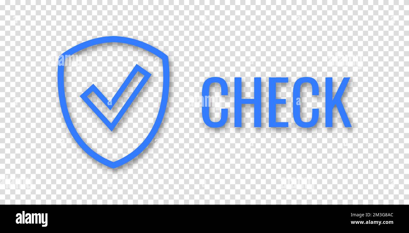 Word CHECK. Banner shield check mark icon. Place for your text. Cope ...