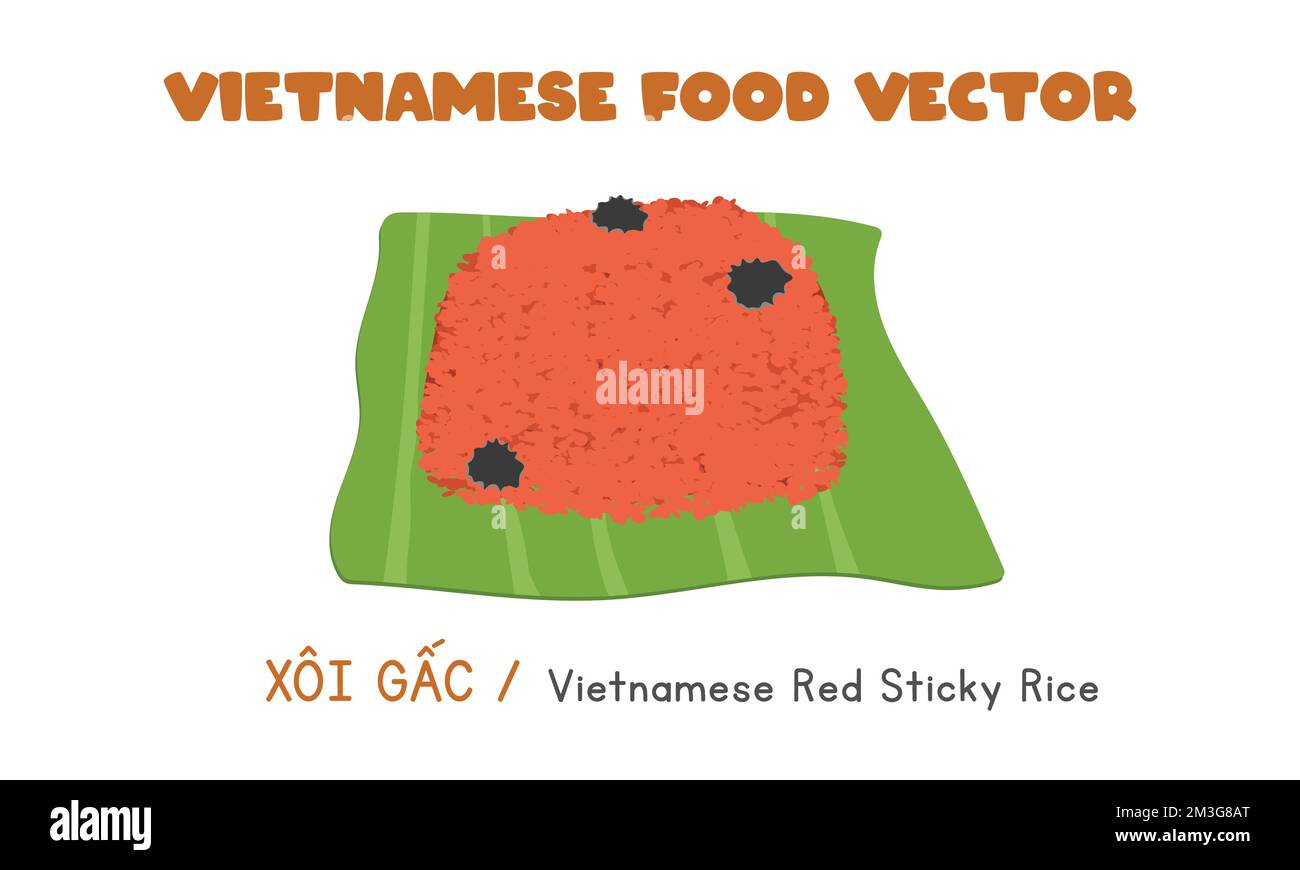 Vietnamese Red Sticky Rice flat vector design. Xoi Gac clipart cartoon ...