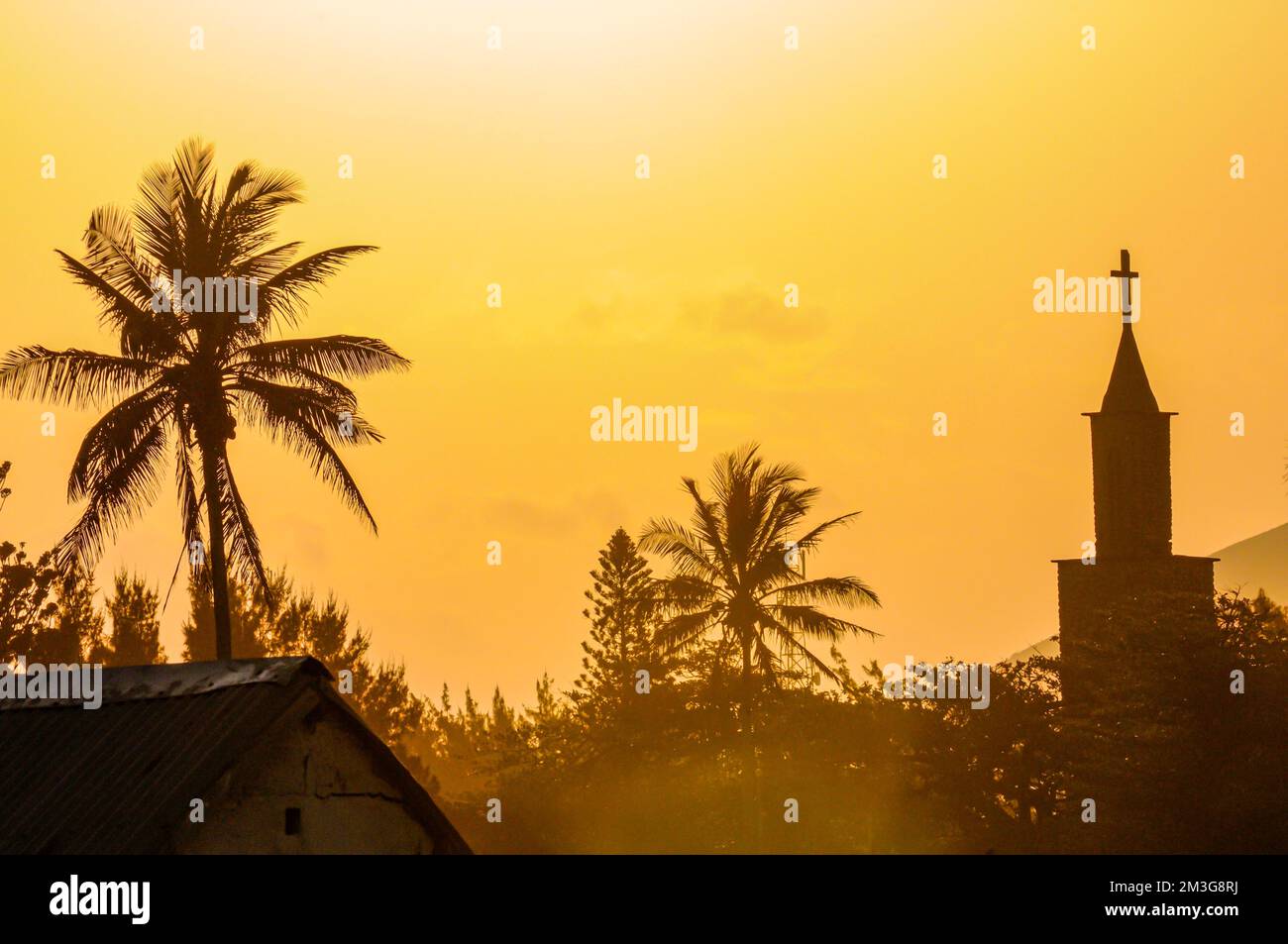 Backlight of a church in Fort Dauphin, Tolagnaro, southern Madagascar ...