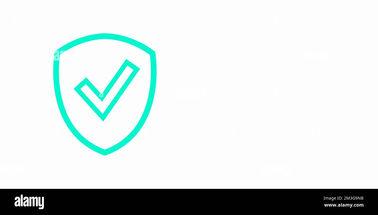 Banner shield check mark icon. Place for your text. Cope space. Vector ...