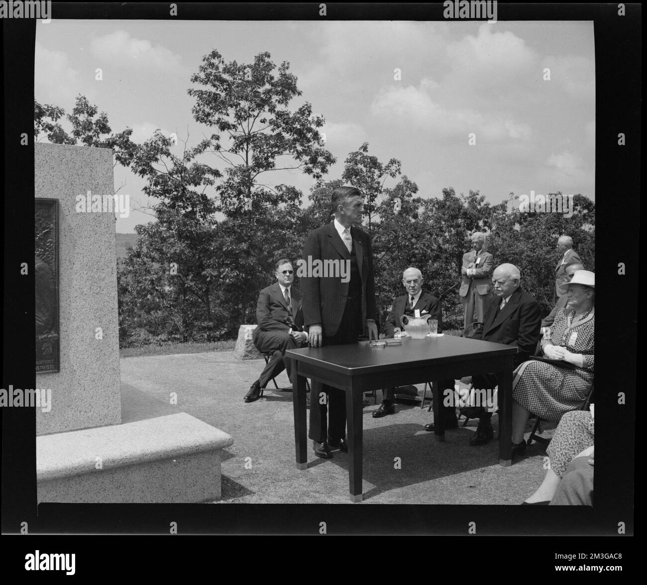 Massachusetts Governor Leverett Saltsonstall addressing the crowd at ...