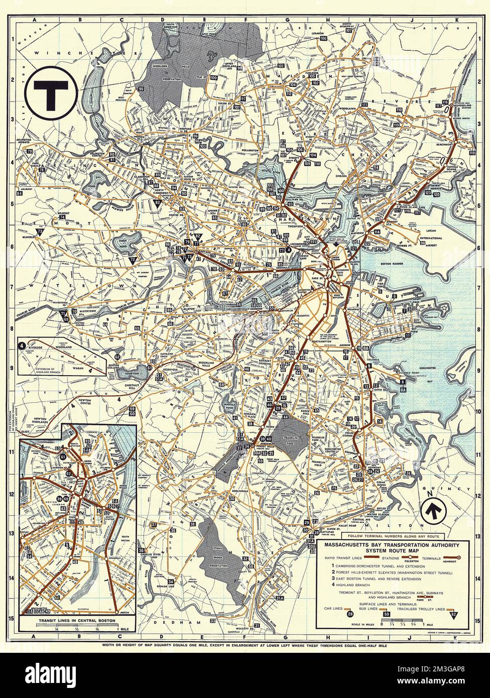Massachusetts Bay Transportation Authority system route map , Local ...
