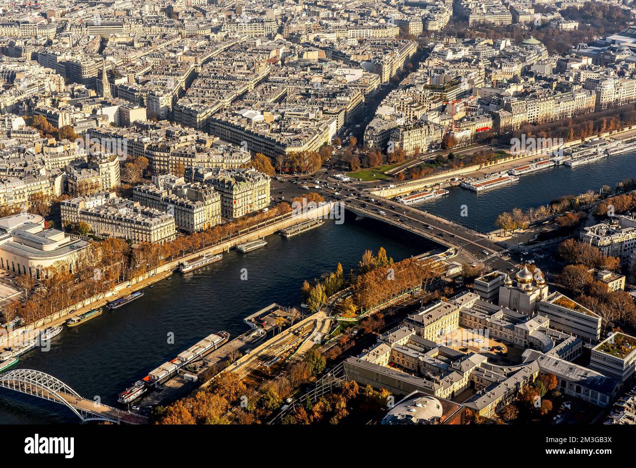 Beautiful panoramic view above historical Parisian buildings from the ...