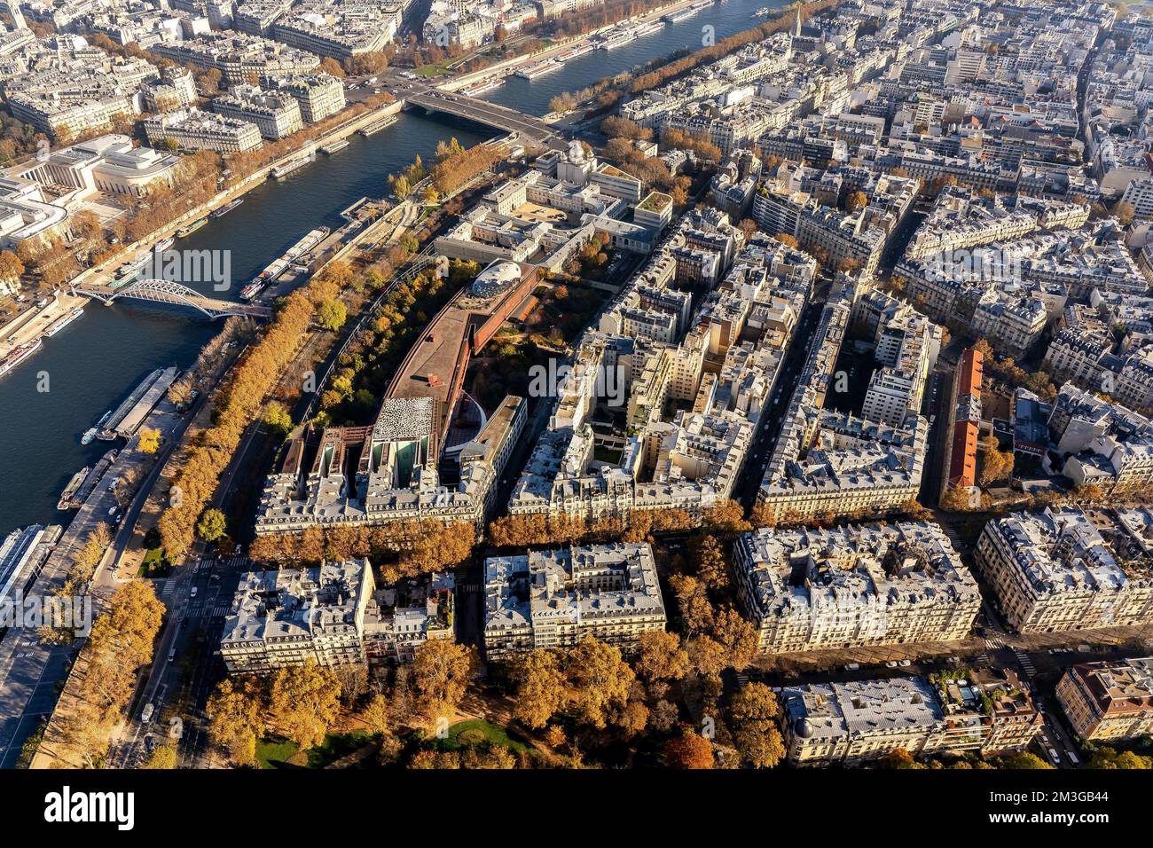 Beautiful panoramic view above historical Parisian buildings from the ...