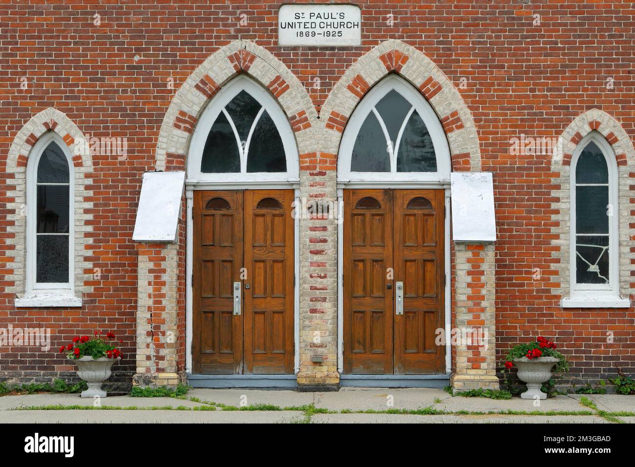 Church, brick architecture, Ormstown, Province of Quebec, Canada Stock ...