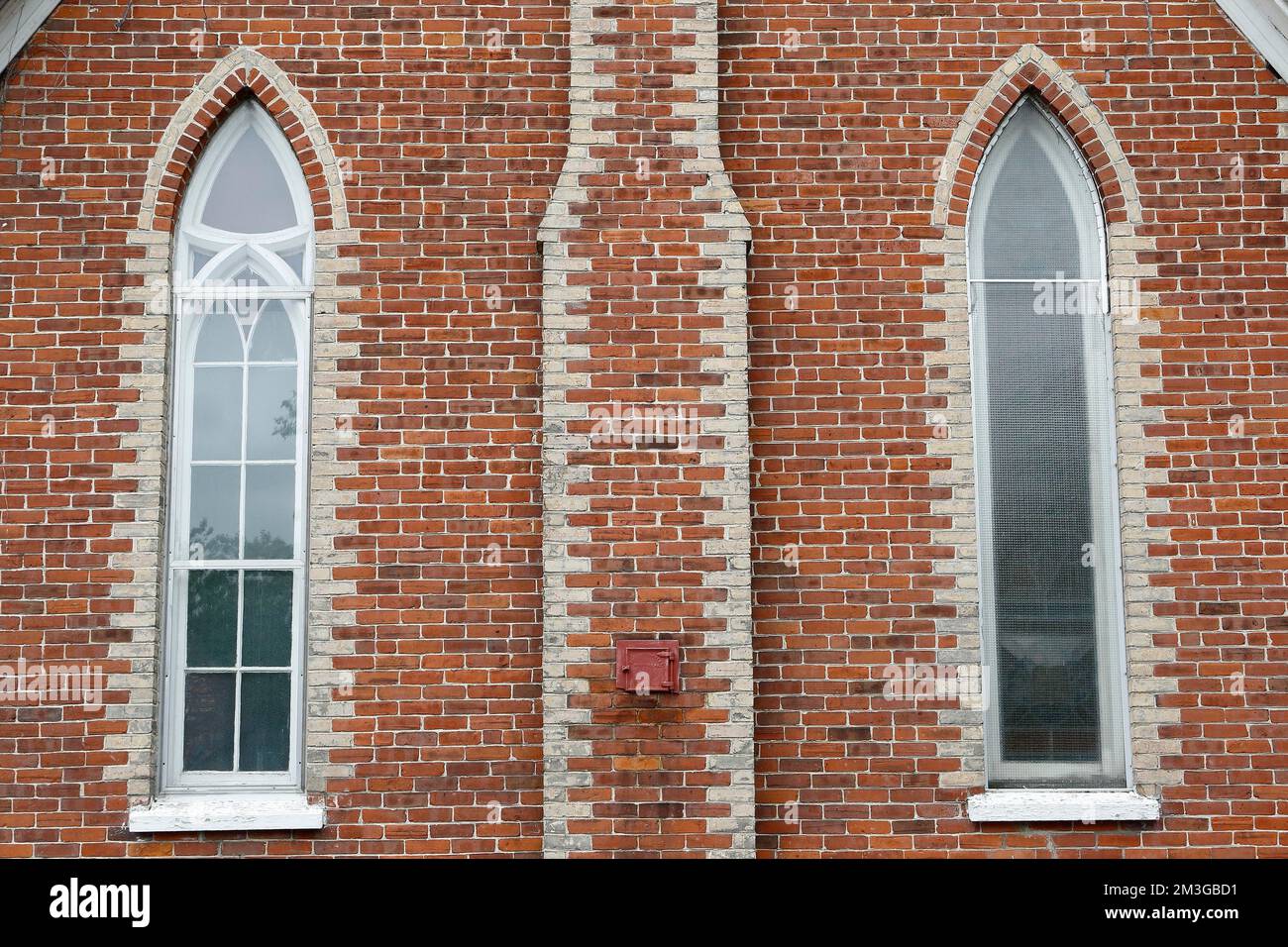 Church, brick architecture, Ormstown, Province of Quebec, Canada Stock ...