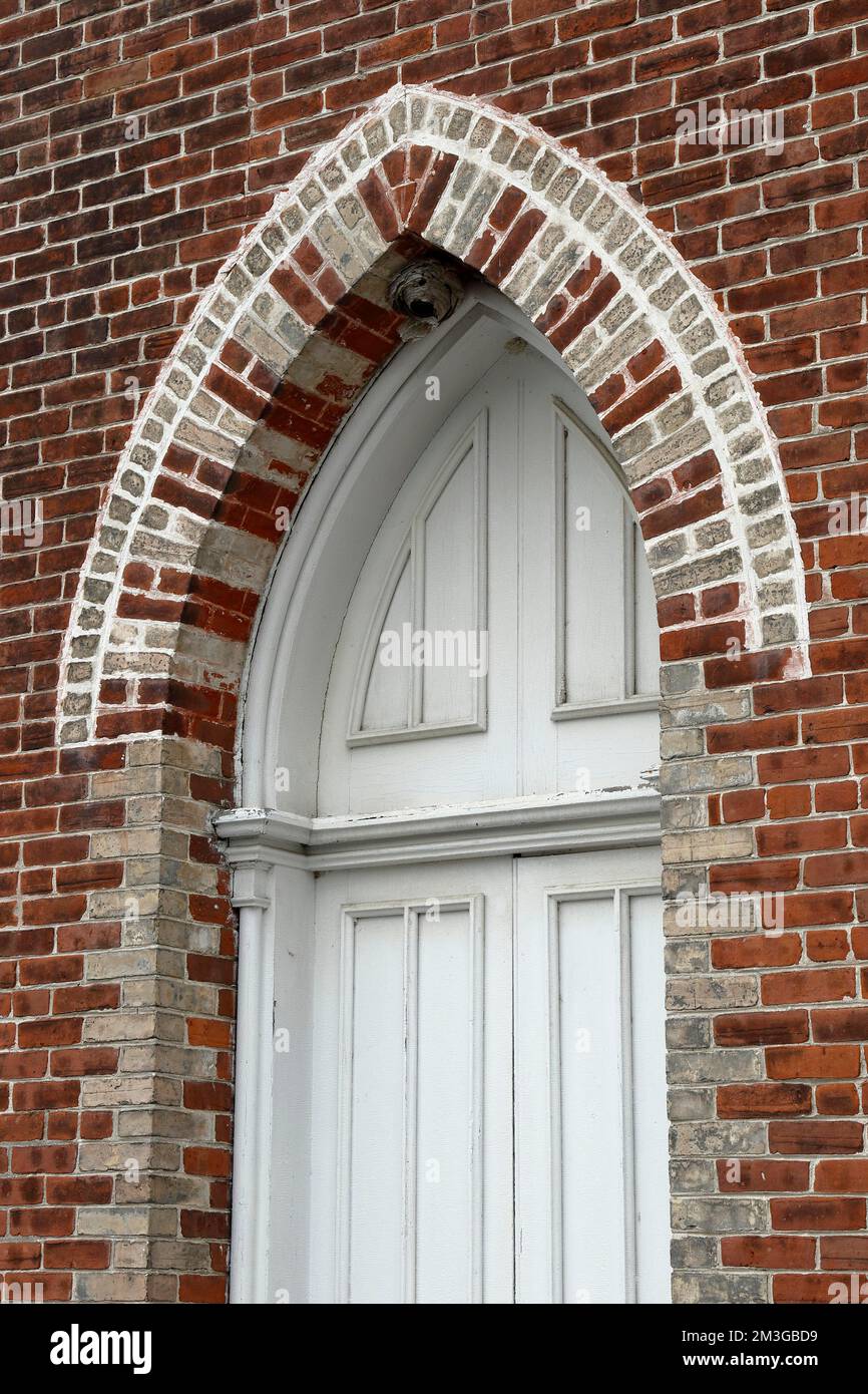Church, brick architecture, Ormstown, Province of Quebec, Canada Stock ...