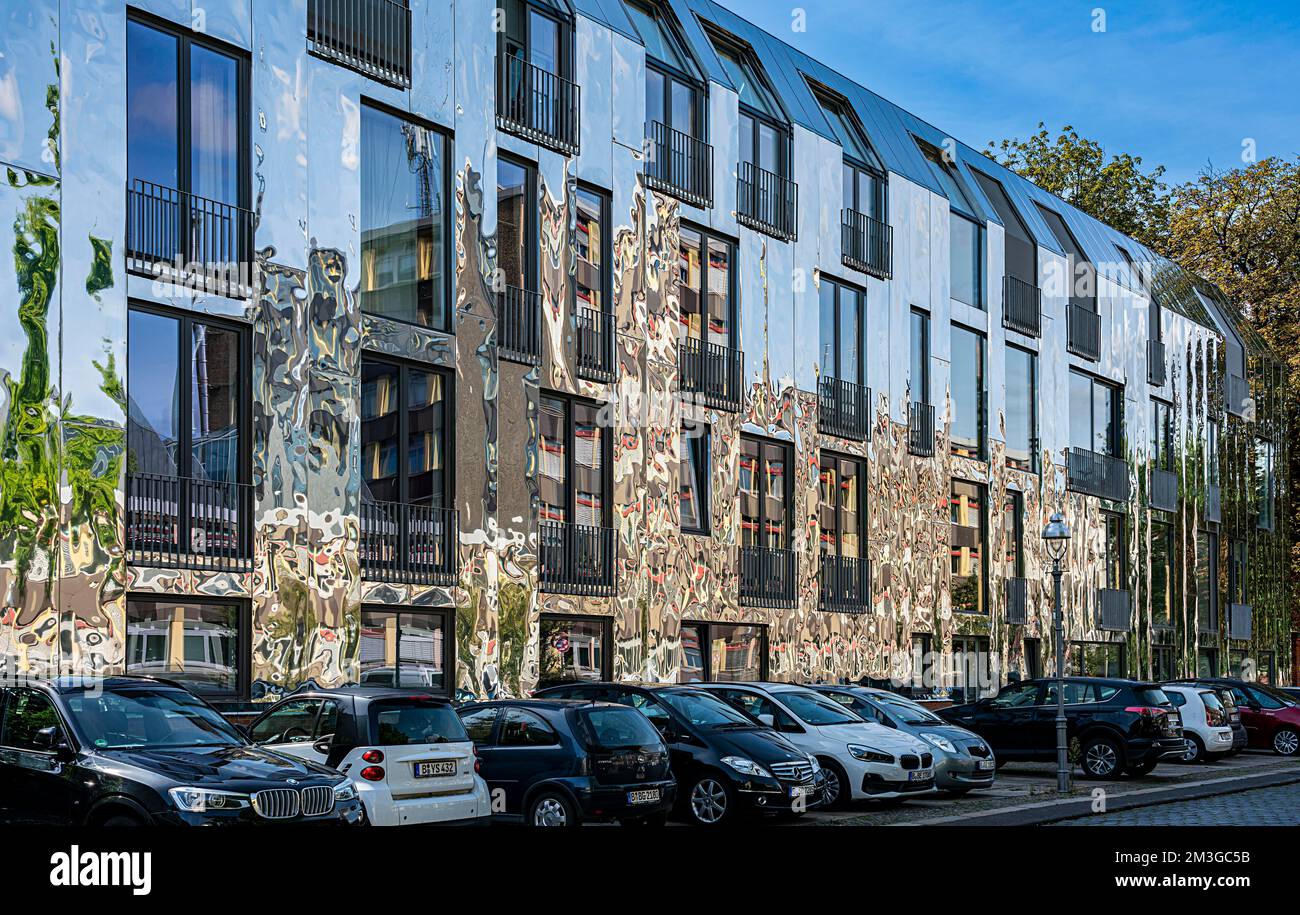Chromed house facade with mirror effect, Berlin, Germany Stock Photo ...