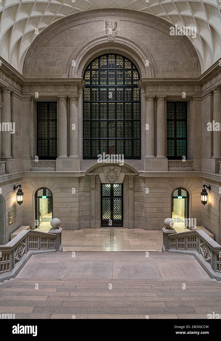 Night photograph, Prussian State Library of Berlin, Unter den Linden ...