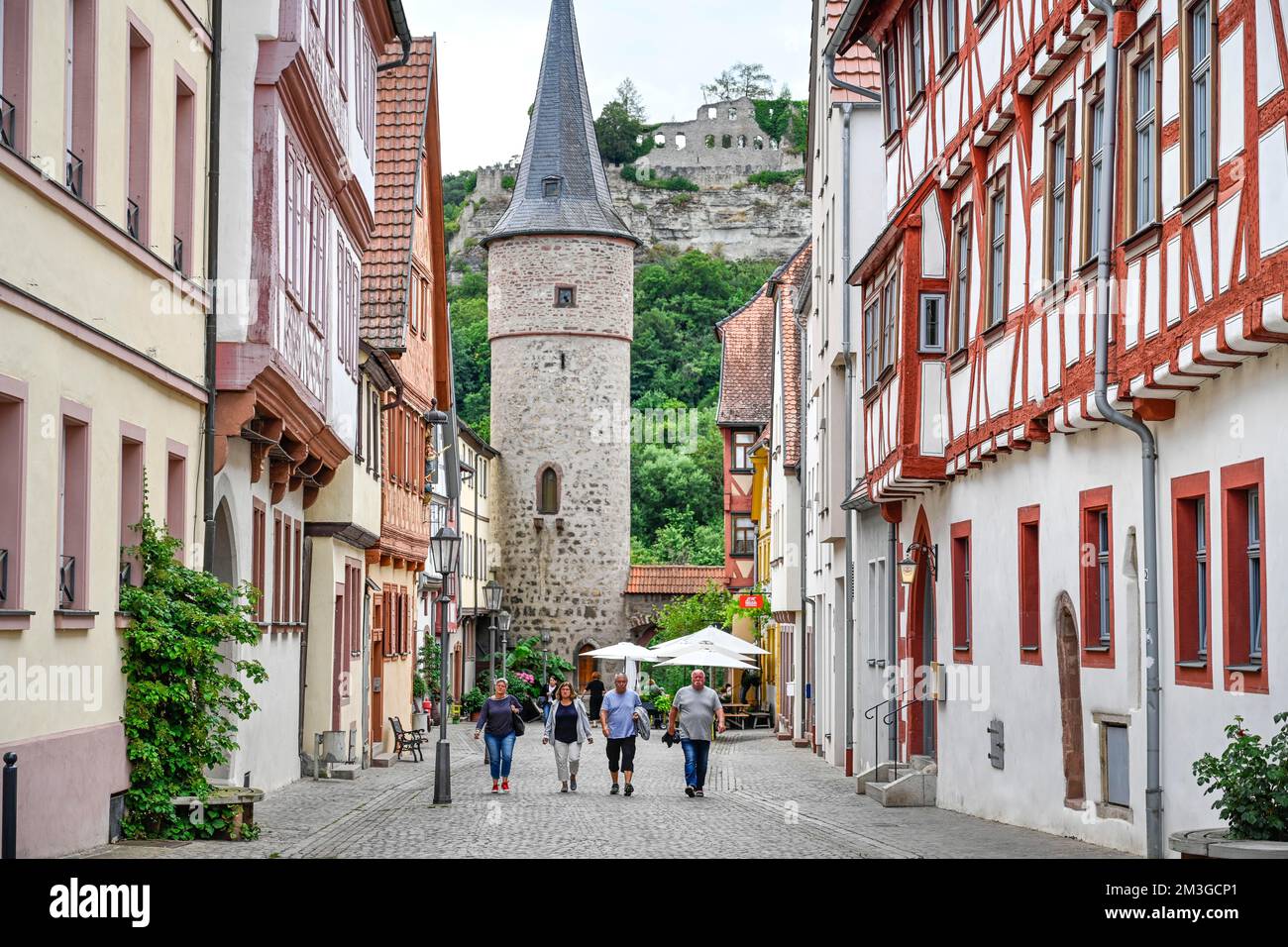 Tower at the Main Gate, Maingasse, Old Town, Karlstadt, Bavaria ...