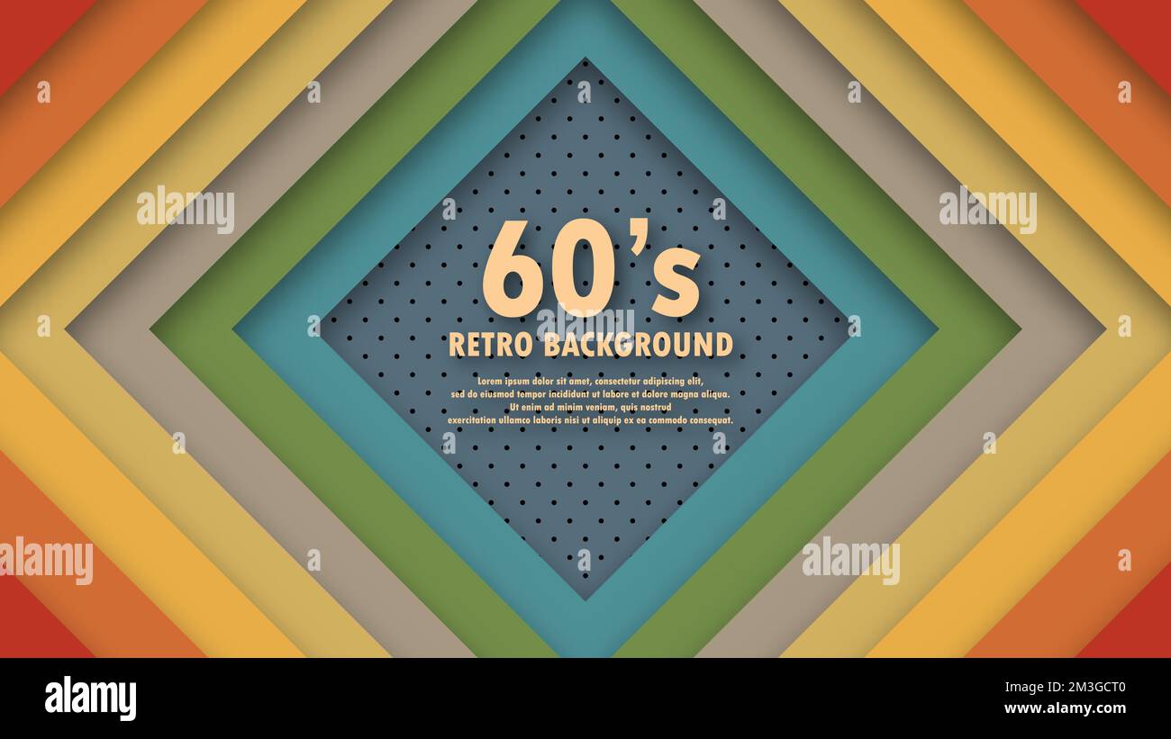 Abstract funky 1960's background with rhombus elements and retro colors ...