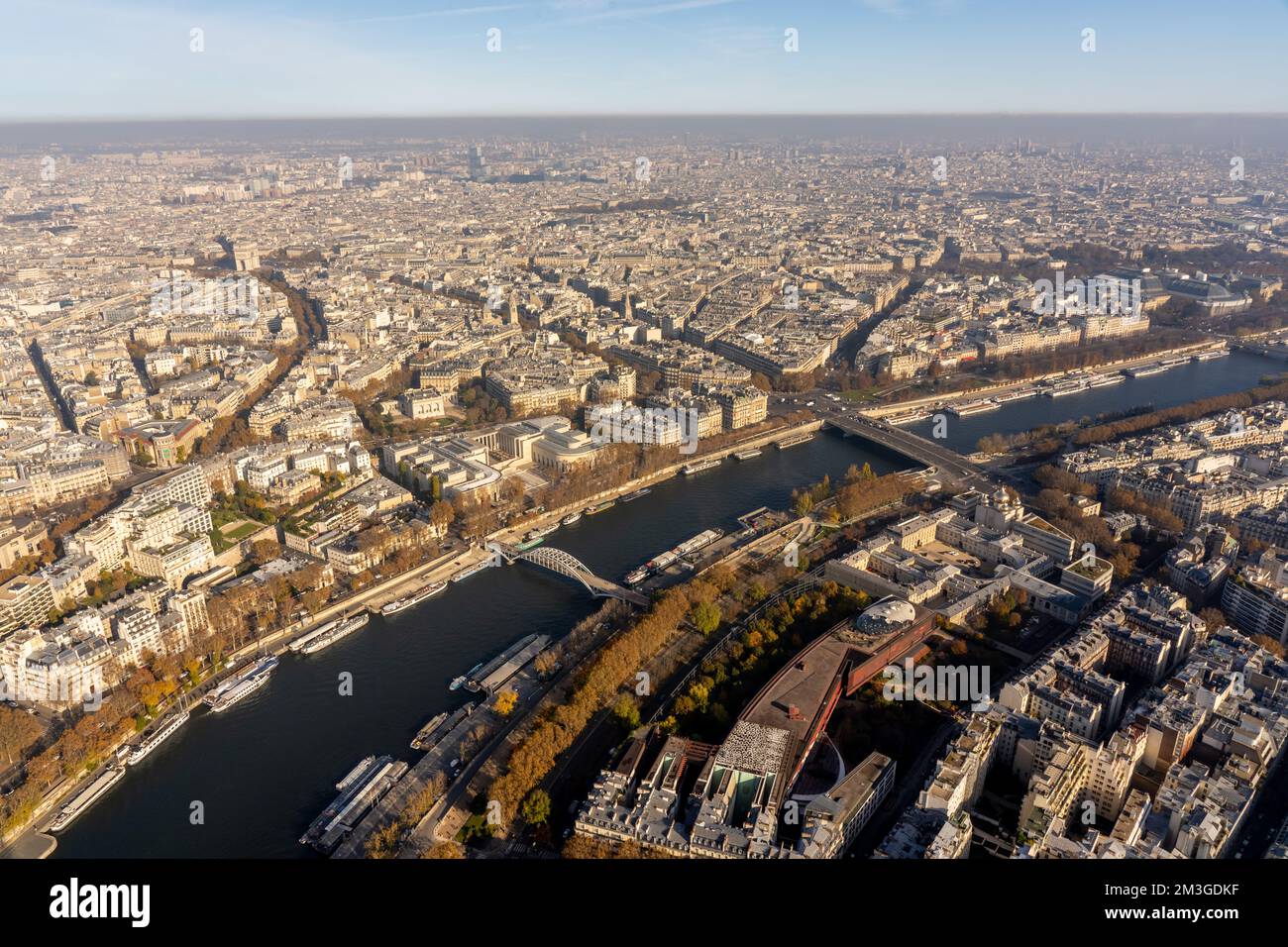 Beautiful panoramic view above historical Parisian buildings from the ...