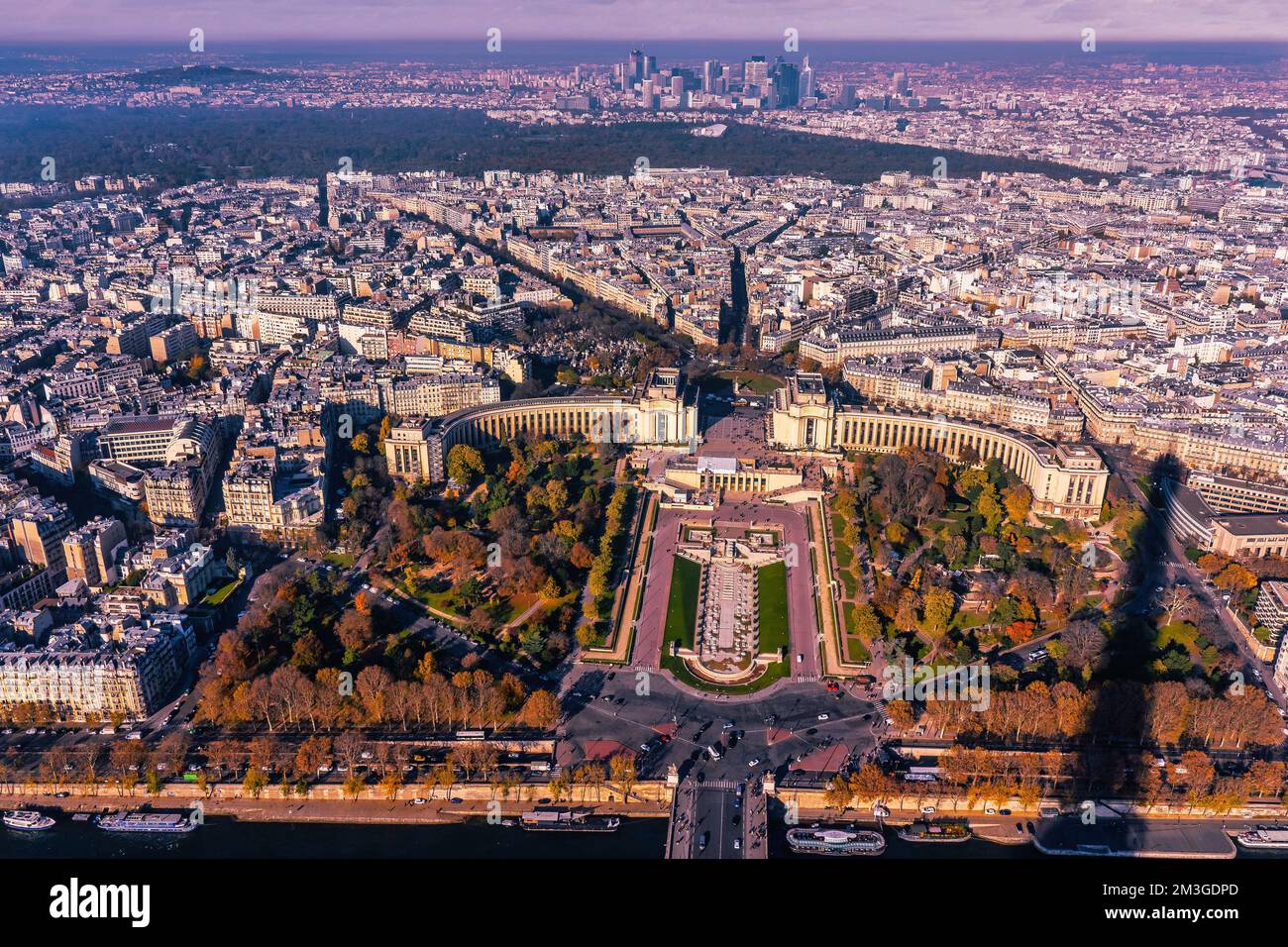 Panoramic aerial view of Paris from Eiffel Tower. Beautiful view of ...