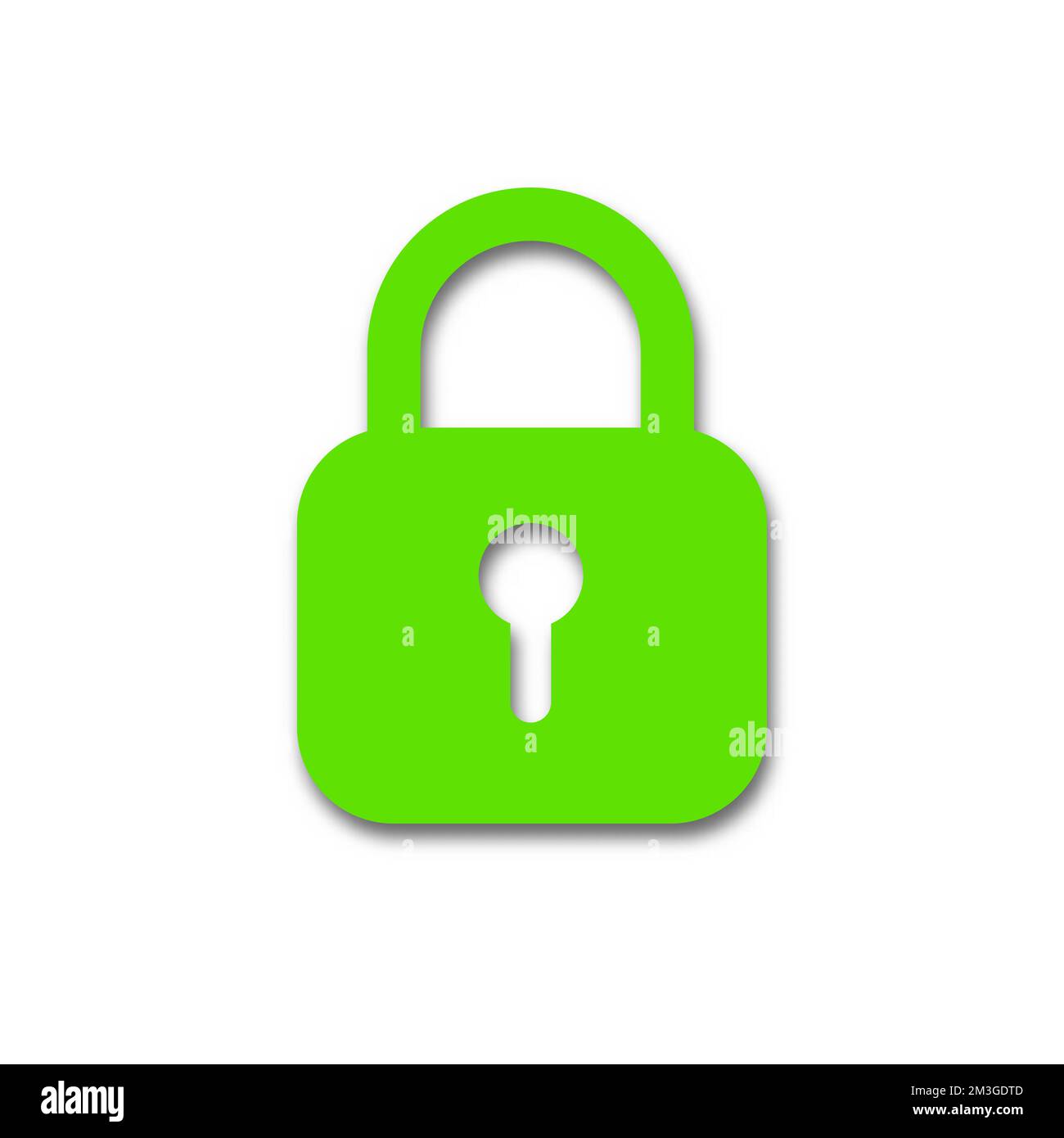 Green padlock icon isolated on white background. Symbol sign lock ...